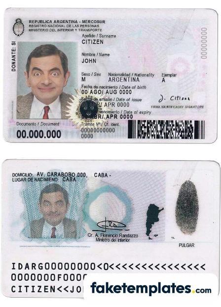 fake Argentina ID card download PSD template - download fake templates ...