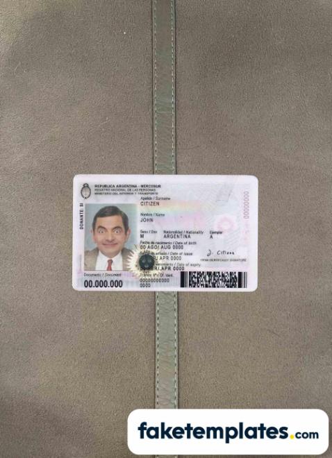fake Argentina ID card download photolook and scan look PSD templates ...