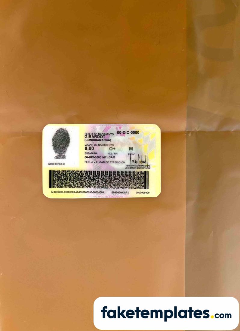 fake Colombia 2010-2020 ID card download photolook and scan look PSD ...