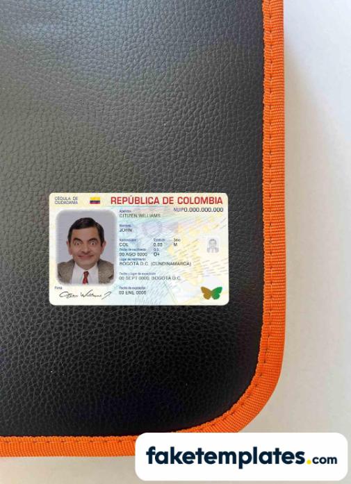 fake Colombia ID card download photolook and scan look PSD templates ...