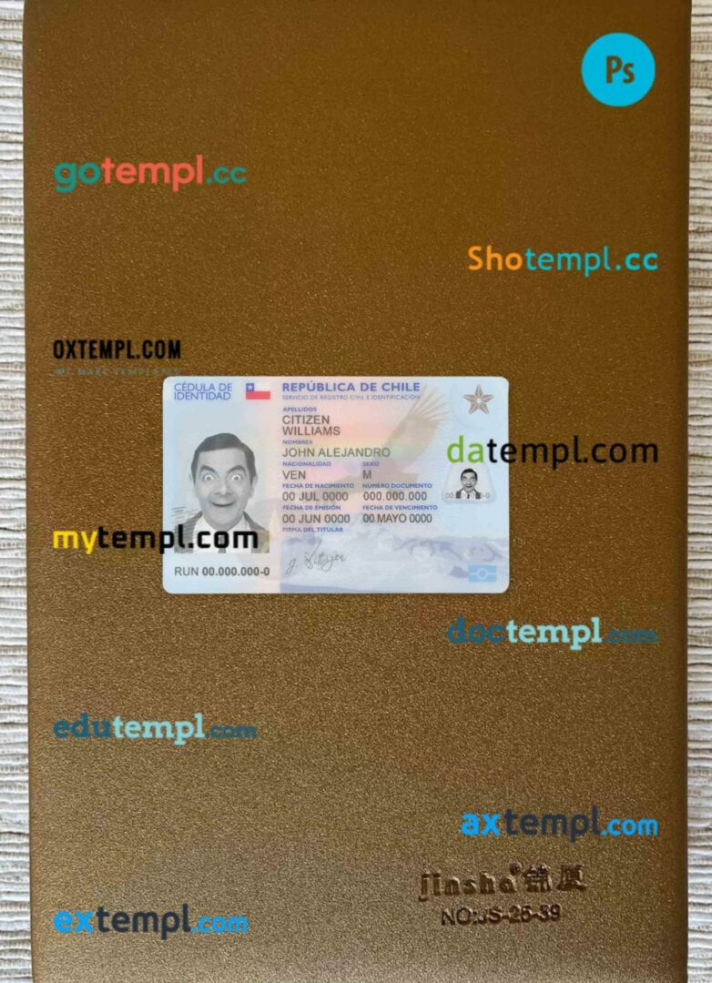 fake Chile ID card download photolook and scan look PSD templates | 2 ...