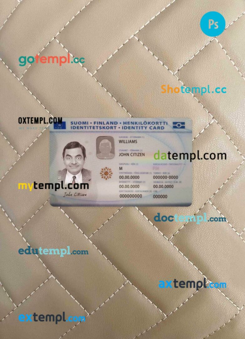 fake Finland ID card download photolook and scan look PSD templates | 2 ...