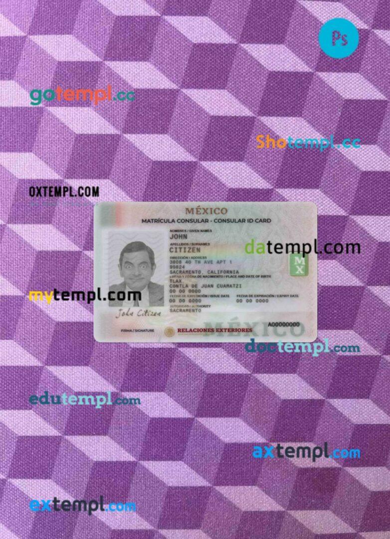fake Mexico ID card download photolook and scan look PSD templates | 2 ...