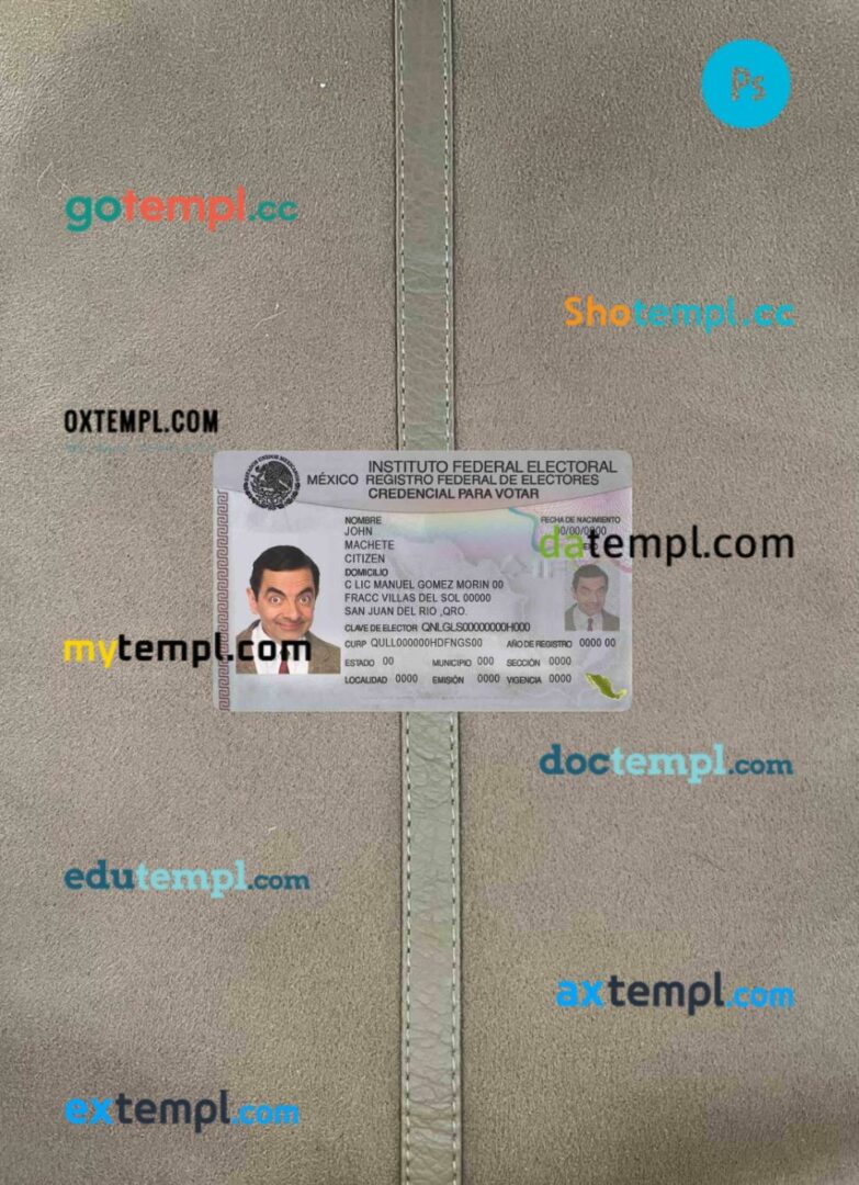 fake Mexico ID card download photolook and scan look PSD templates | 2 ...