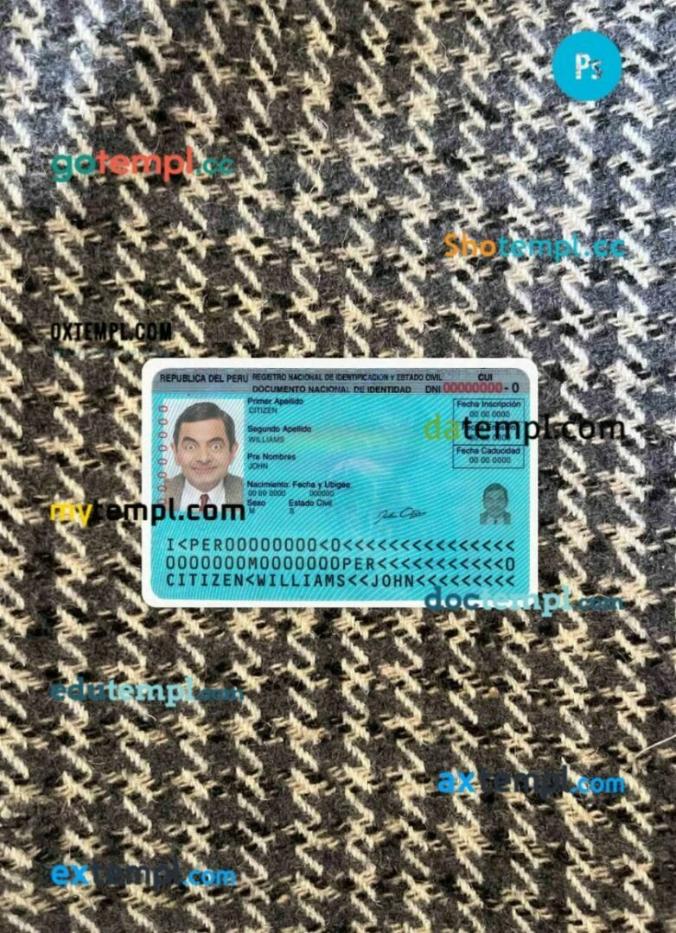 fake Peru ID card download photolook and scan look PSD templates | 2 in ...