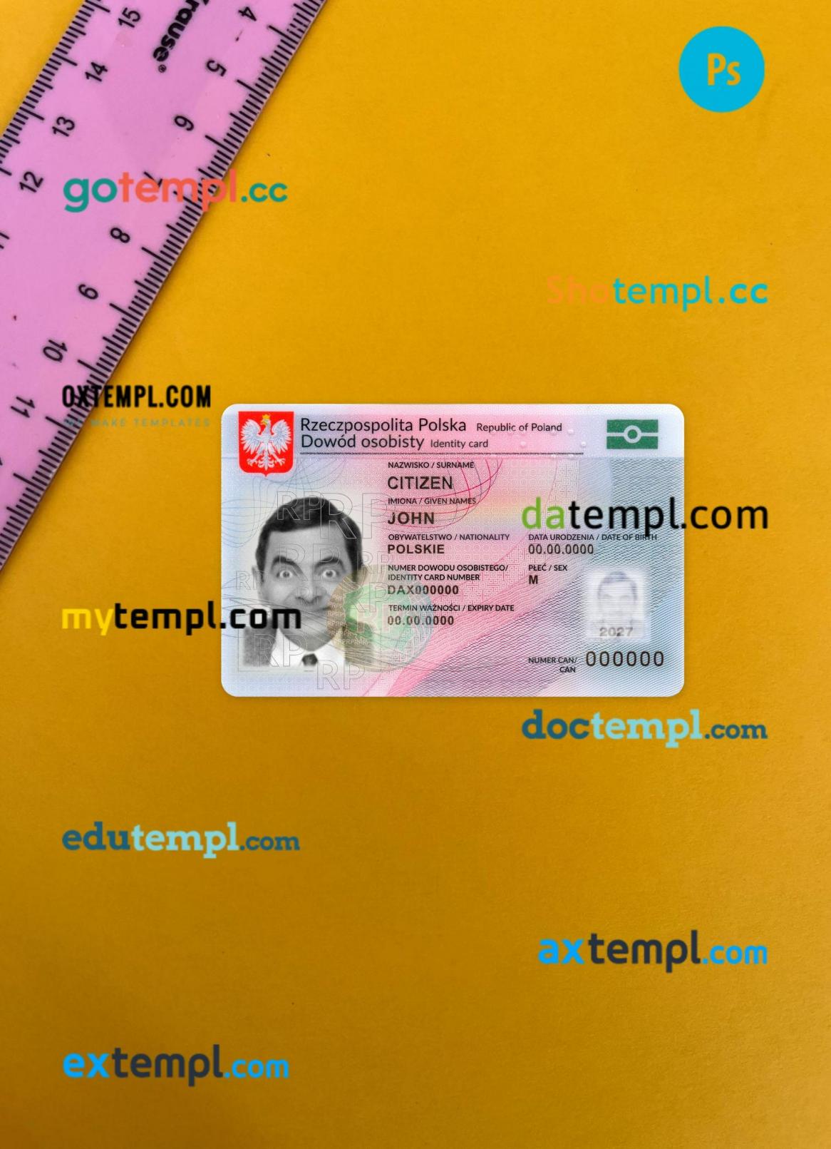 fake Poland 2021-present ID card download photolook and scan look PSD ...