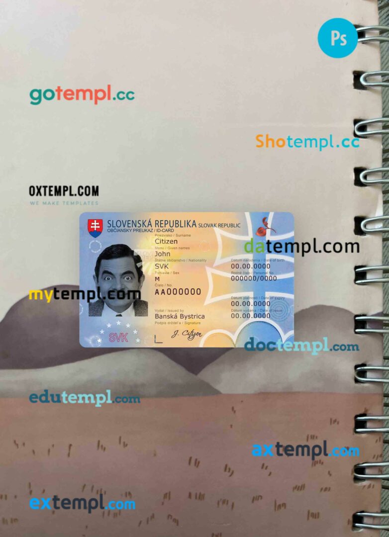 fake Slovakia ID card download photolook and scan look PSD templates ...
