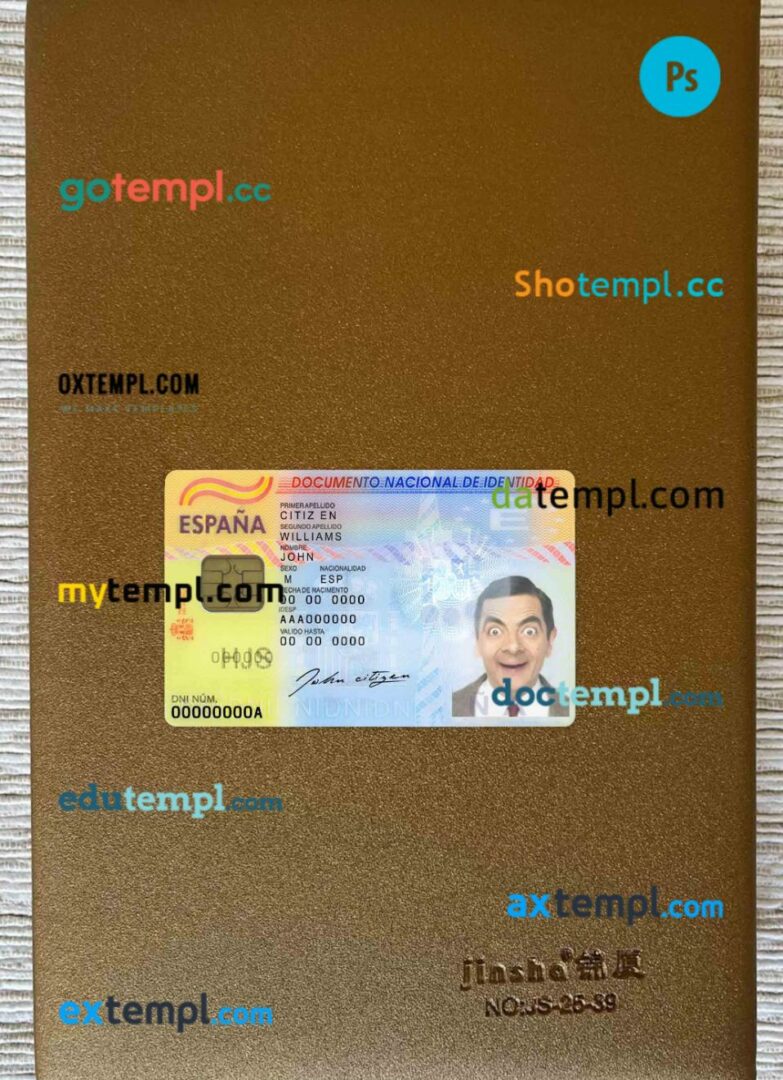fake Spain 2021-present ID card download photolook and scan look PSD ...