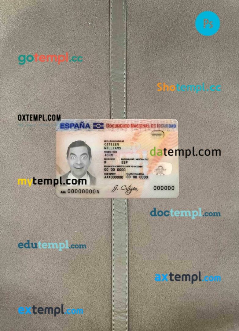 fake Spain 2016-present ID card download photolook and scan look PSD ...