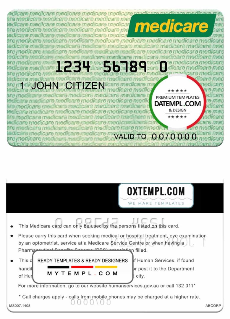 fake Australian Medicare card PSD template | fully editable - download ...