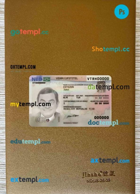 fake Netherlands residence permit download photolook and scan look PSD ...