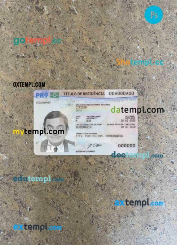 fake Portugal residence permit download photolook and scan look PSD ...