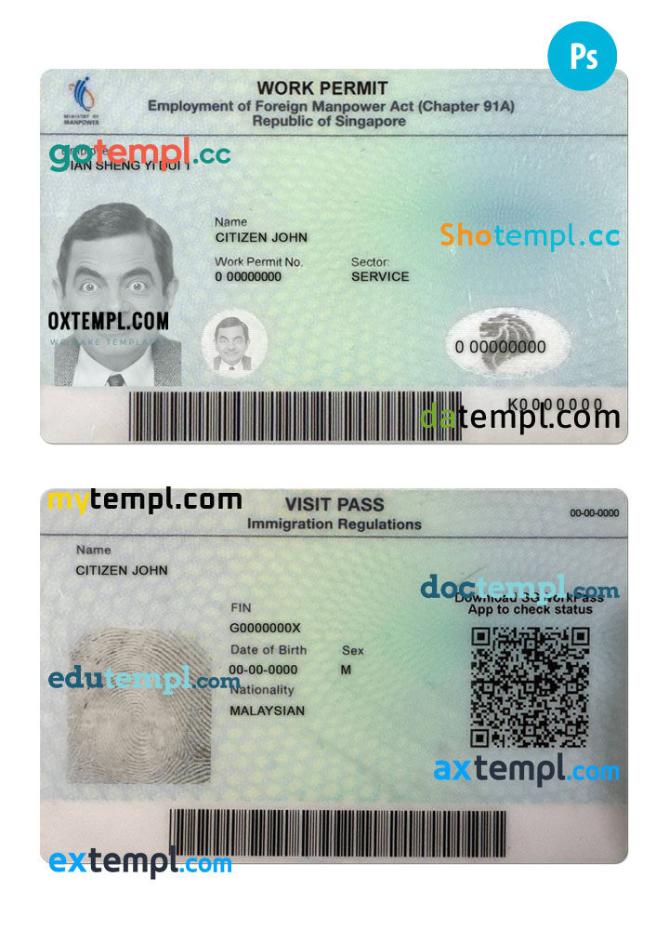 fake Singapore work permit card PSD template | with fonts - download ...