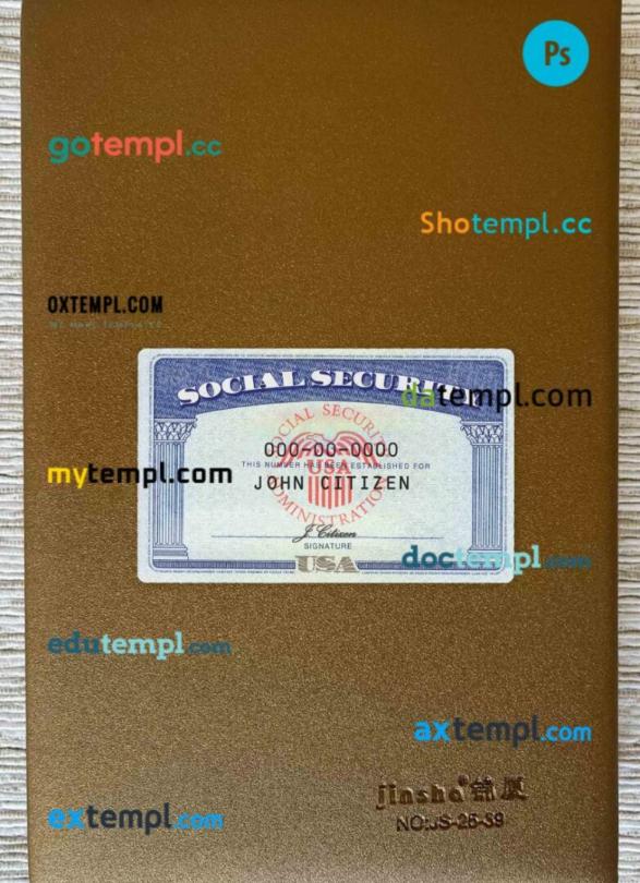 fake USA SSN (social security card, number) PSD template - download ...