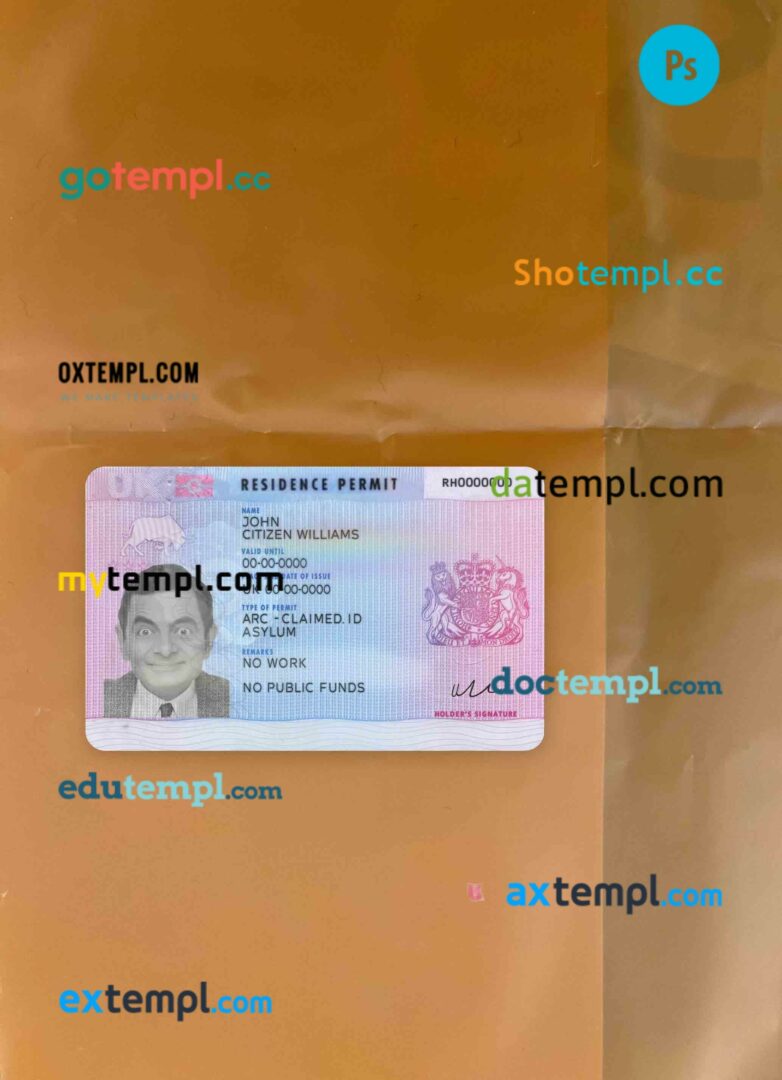 fake United Kingdom residence permit download photolook and scan look ...